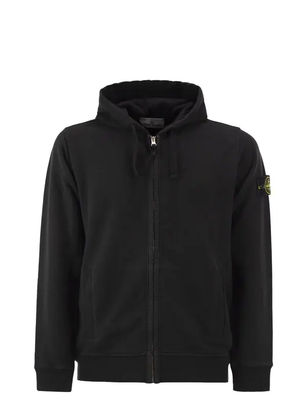Stone Island Regular Fit Hooded Sweatshirt - Black