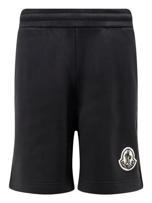 Moncler Cotton Bermuda Shorts With Front Logo Patch - Multicolor