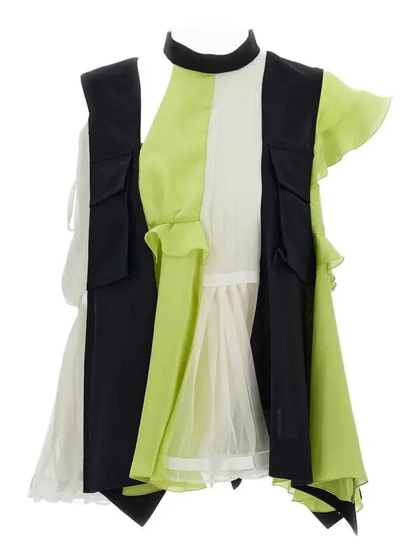 Sacai Paneled Camisole Blouse - Multicolor