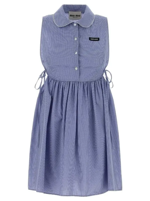 Miu Miu Embroidered Cotton Mini Dress - Multicolor
