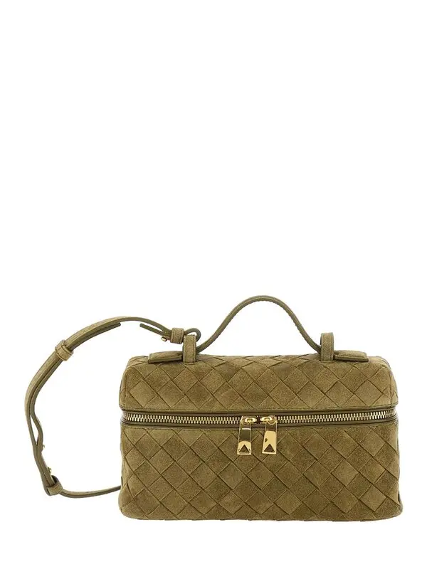 Bottega Veneta Intrecciato Suede Vanity Case - Green