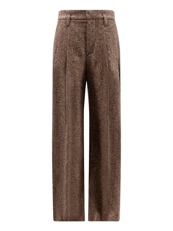 Brunello Cucinelli Melange Wool Blend Trousers - Brown