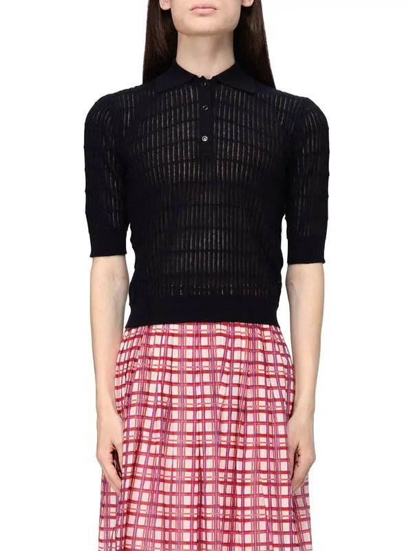 Max Mara Wool And Silk Knit Polo - Blue