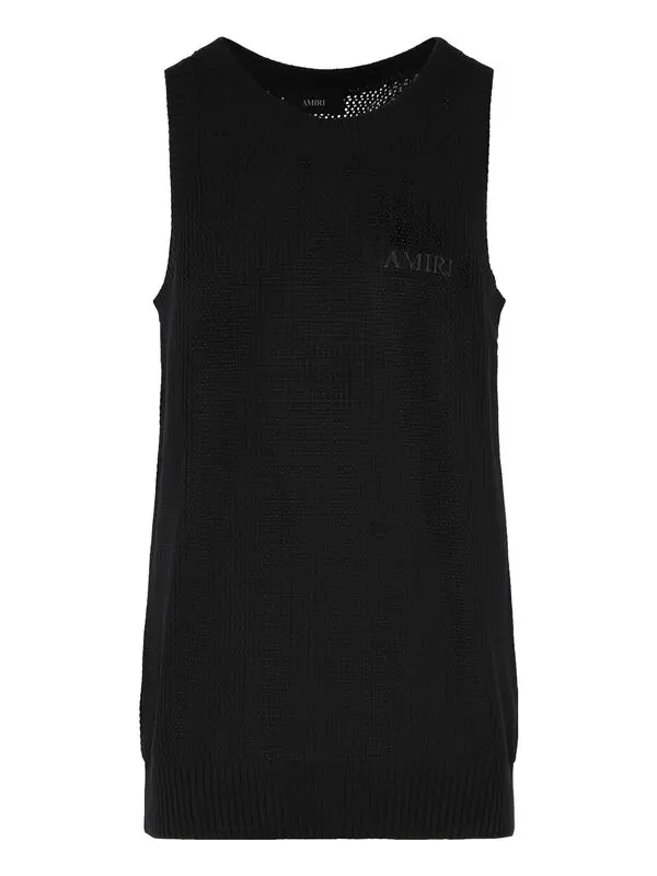Amiri Knit Mesh Cotton Tank Top - Black