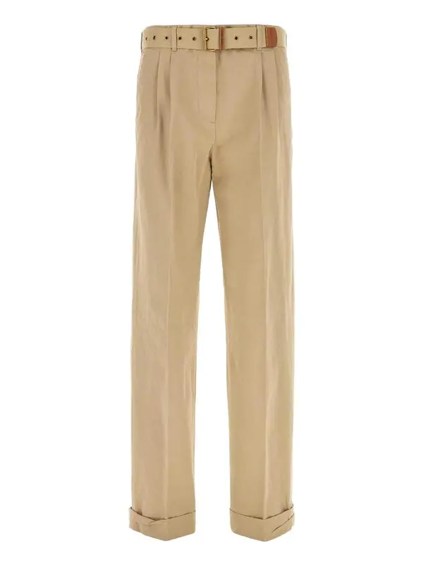 Miu Miu Beige Cotton Pant - Brown