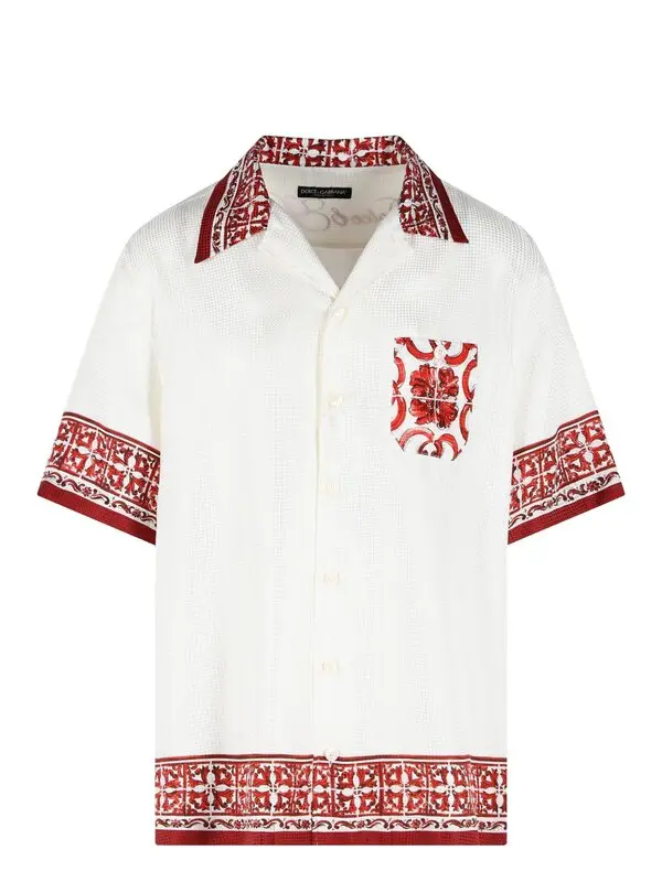 Dolce & Gabbana Maiolica Rubino' Silk Shirt - White
