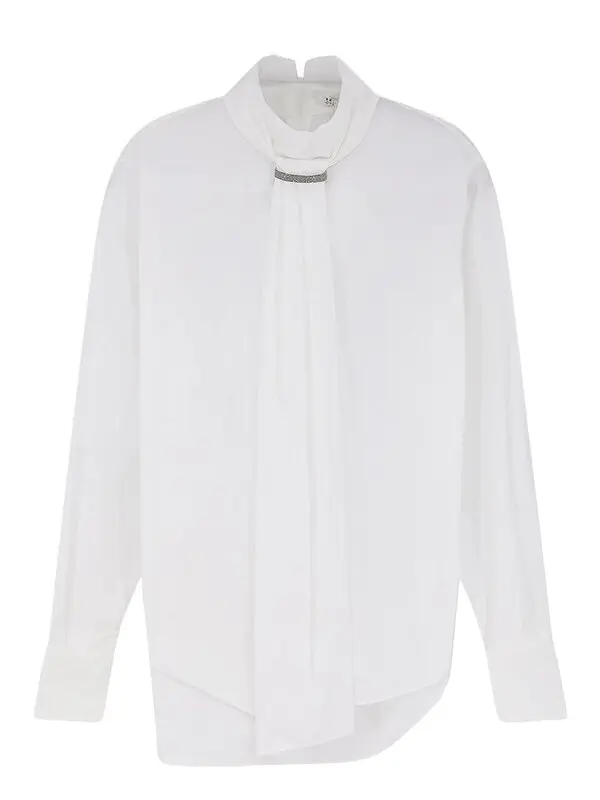 Brunello Cucinelli Cotton Blend Shirt With Monili Detail - Multicolor