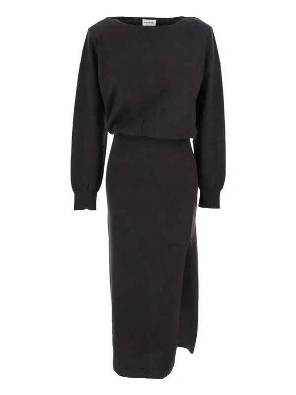 P.a.r.o.s.h Wool And Cashmere Blend Boat Neck Dress - Brown