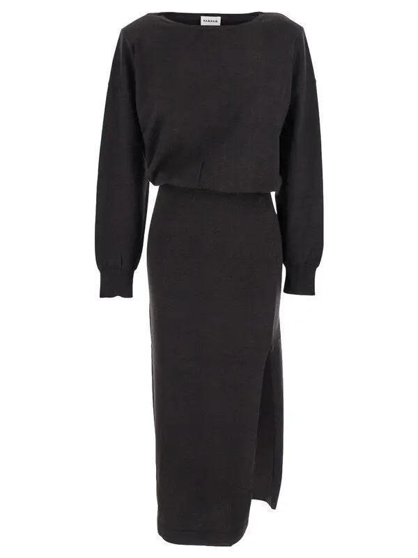 P.a.r.o.s.h Wool And Cashmere Blend Boat Neck Dress - Brown