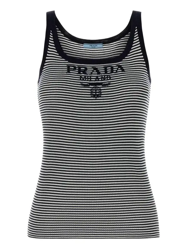 Prada Embroidered Silk Tank Top - Multicolor