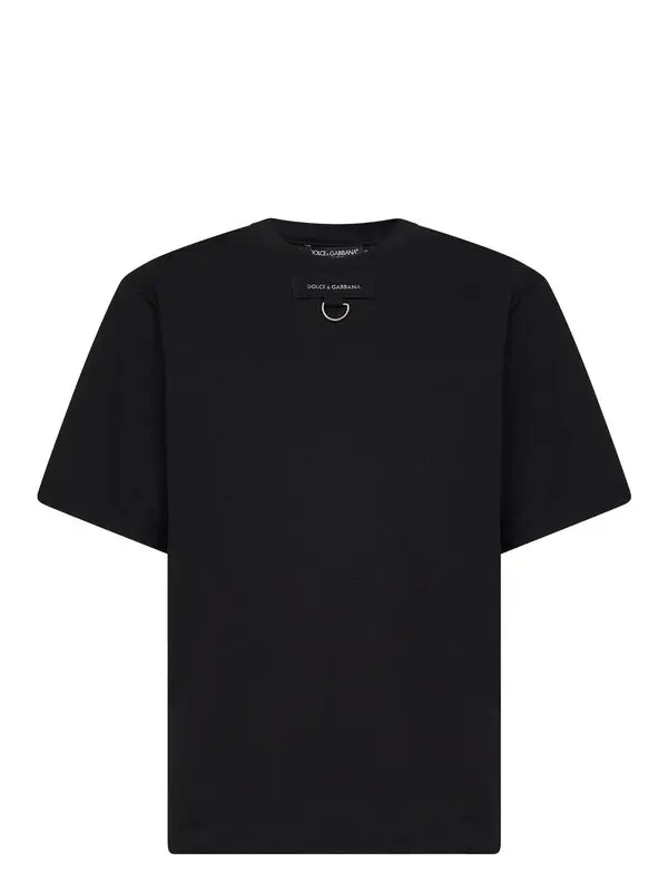 Dolce & Gabbana Black Jersey Logo T-shirt - Multicolor
