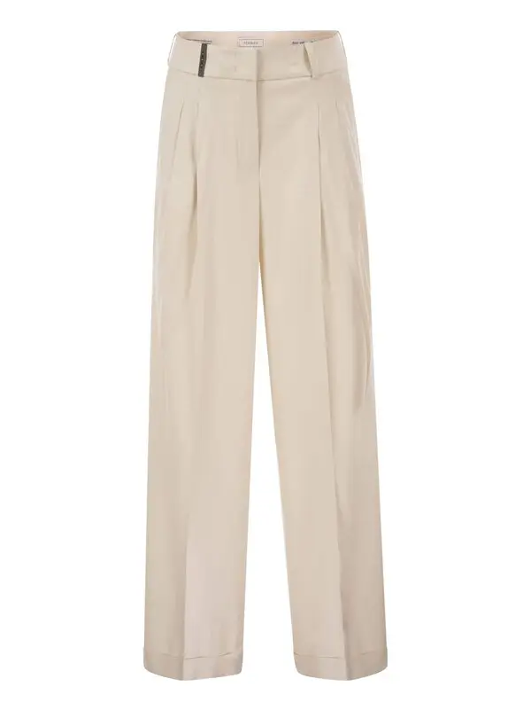 Peserico Tailored Virgin Wool Stretch Trousers With Front Pleats - Multicolor