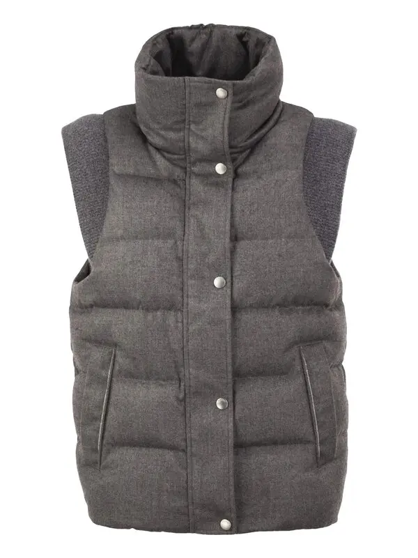 Peserico Padded High-neck Gilet With Lurex Knit Details - Multicolor