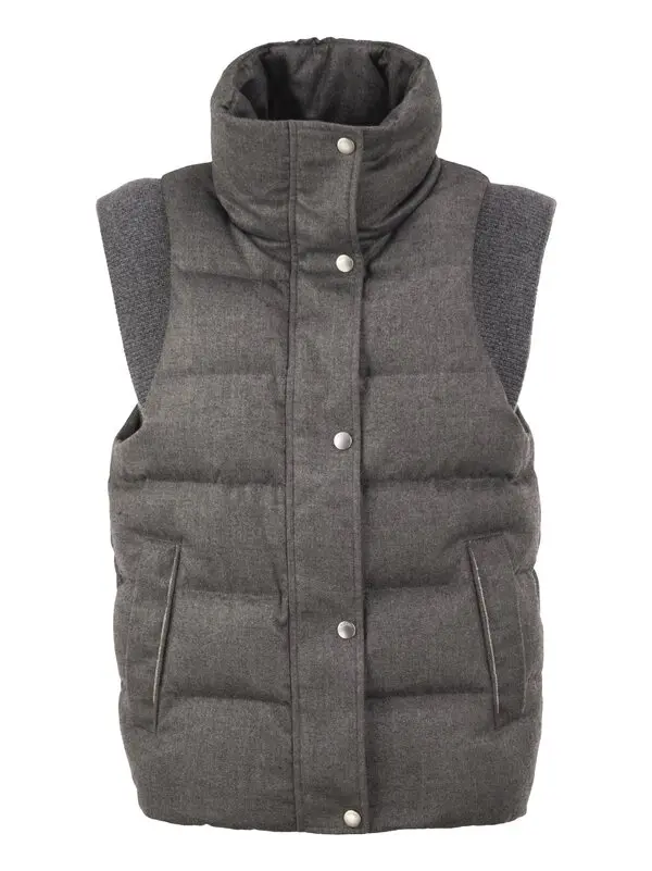 Peserico Padded High-neck Gilet With Lurex Knit Details - Multicolor