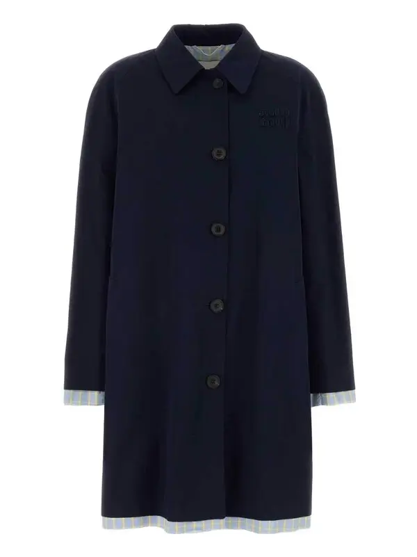 Miu Miu Dark Poplin Trench Overcoat - Blue
