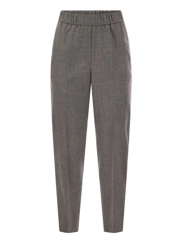 Peserico Virgin Wool And Cashmere Tapered Trousers - Gray