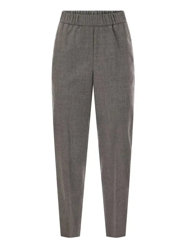 Peserico Virgin Wool And Cashmere Tapered Trousers - Gray