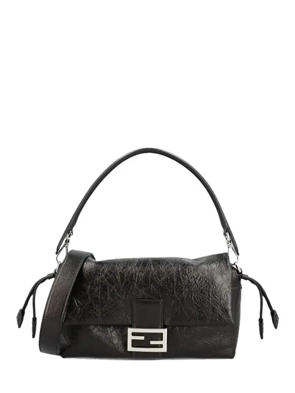 Fendi Calfskin Medium Baguette Soft Tote Bag - Black