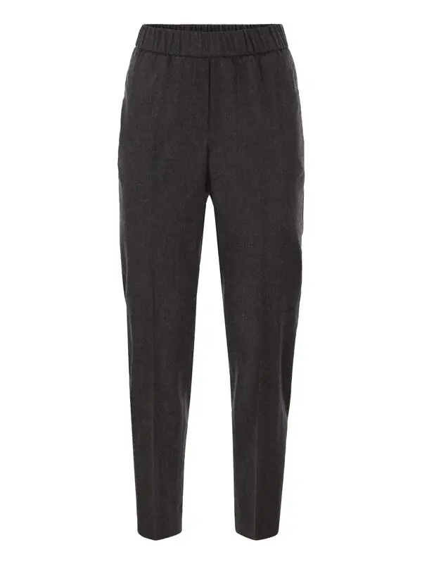 Peserico Virgin Wool And Cashmere Tapered Trousers - Multicolor