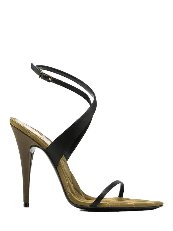 Saint Laurent Quilted Crossover Strap High Heel Sandals - Black
