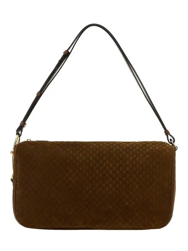 Gucci Caramel Suede Half Horsebit Shoulder Bag - Brown