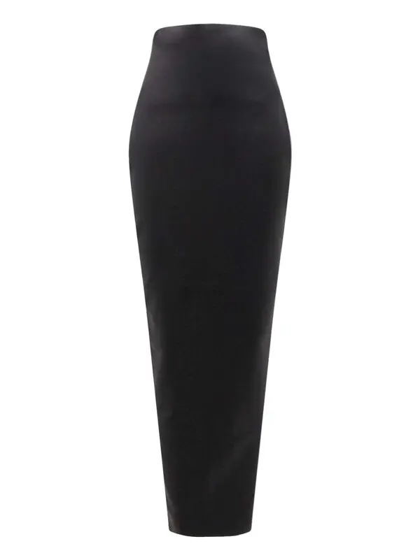 Rick Owens Long Stretch Wool Blend Skirt - Black