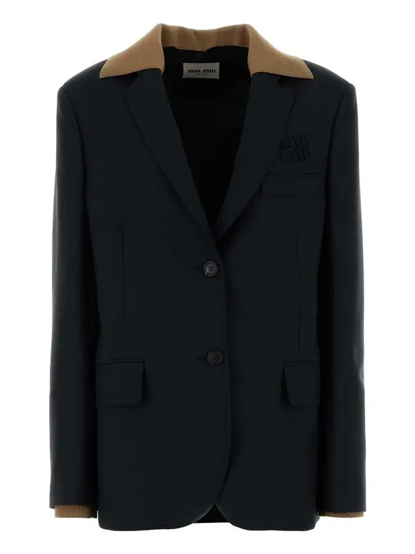 Miu Miu Midnight Mohair Blend Oversize Blazer - Blue