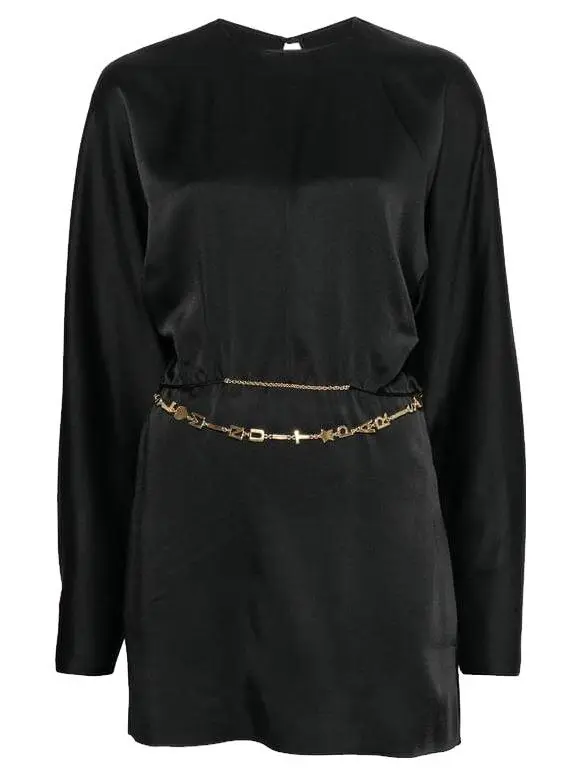 Saint Laurent Chain-link Detailed Open Back Dress - Black