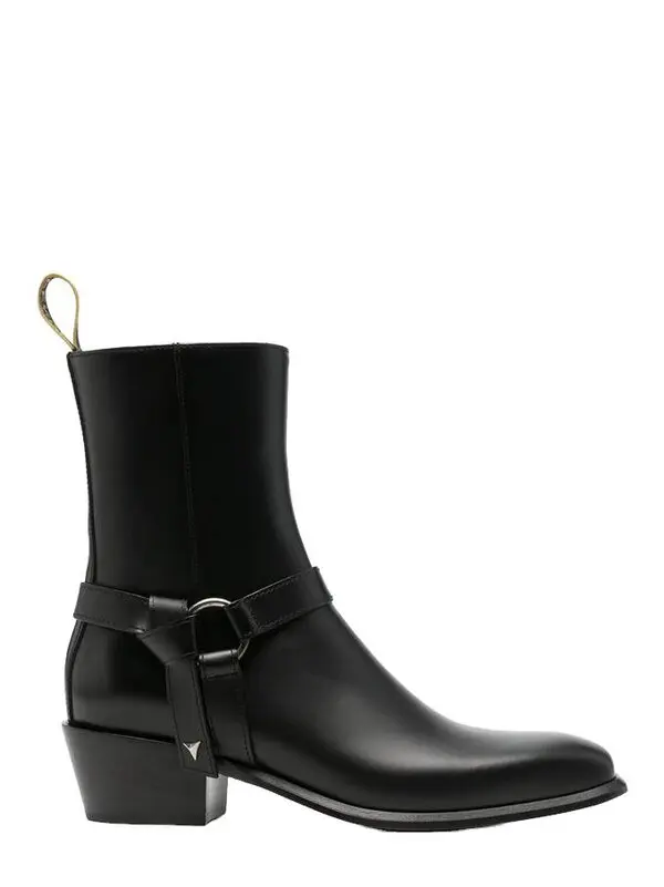 Fendi Leather Harness Boots - Black