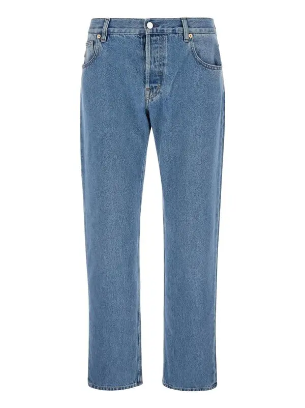 Gucci Light Blue Blue Jeans With Rossa Ancora Patch In Blue Washed Denim - Multicolor