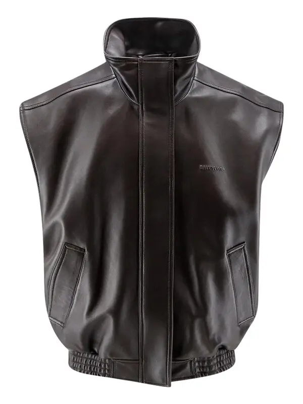 Balenciaga Oversized Leather Sleeveless Jacket - Multicolor