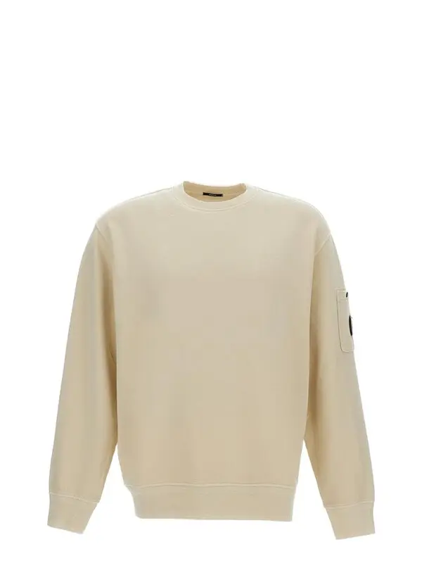 C.P. COMPANY Cotton Diagonal Fleece Crewneck Lens Sweatshirt - Multicolor