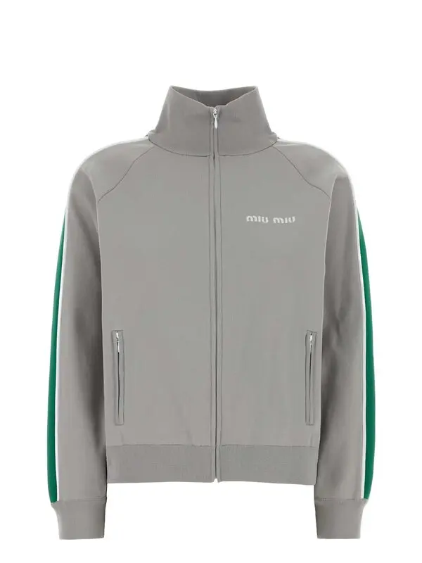 Miu Miu Light Grey Tech Fabric Sweatshirt - Gray