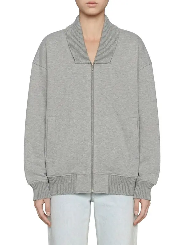 Gucci Cotton Blend Zip Bomber Sweatshirt - Gray