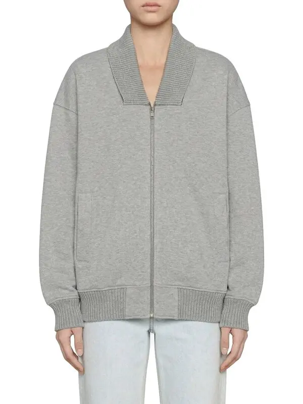 Gucci Cotton Blend Zip Bomber Sweatshirt - Gray
