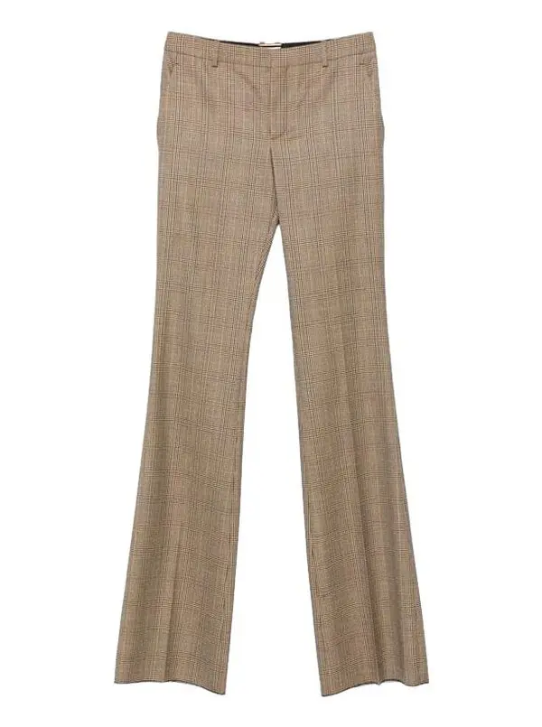 Saint Laurent Prince Of Wales Check Flared Trousers - Brown