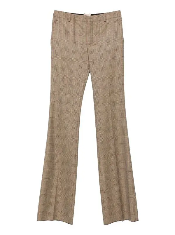 Saint Laurent Prince Of Wales Check Flared Trousers - Brown