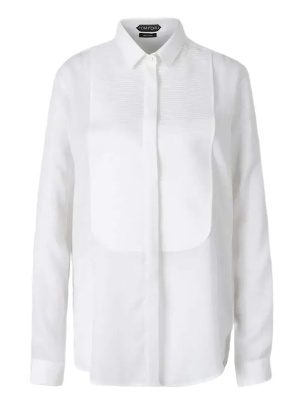 TOM FORD Pleated Bib Silk Shirt - White