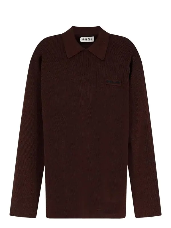 Miu Miu Wool Polo Shirt With Embroidered Logo - Multicolor