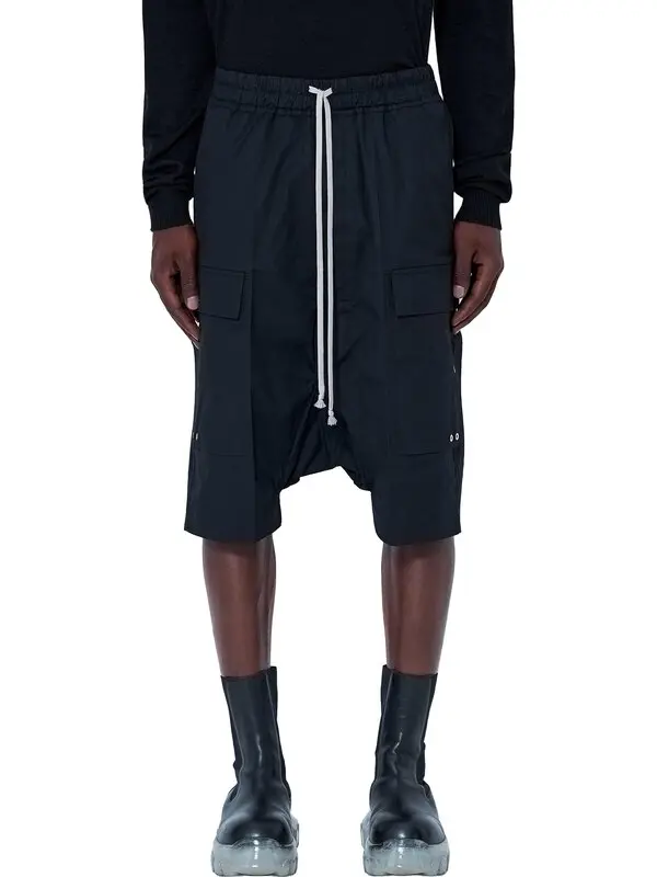 Rick Owens Cotton Blend Cargo Shorts - Black