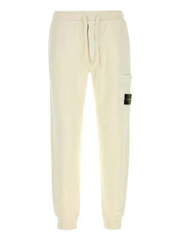 Stone Island Ivory Cotton Joggers - White