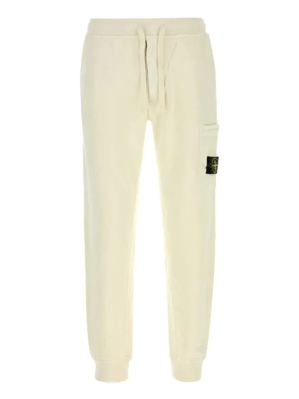Stone Island Ivory Cotton Joggers - White