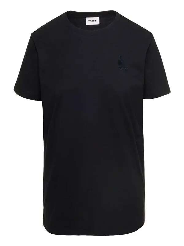 Isabel Marant Étoile Cotton Jersey Embroidered T-shirt - Black