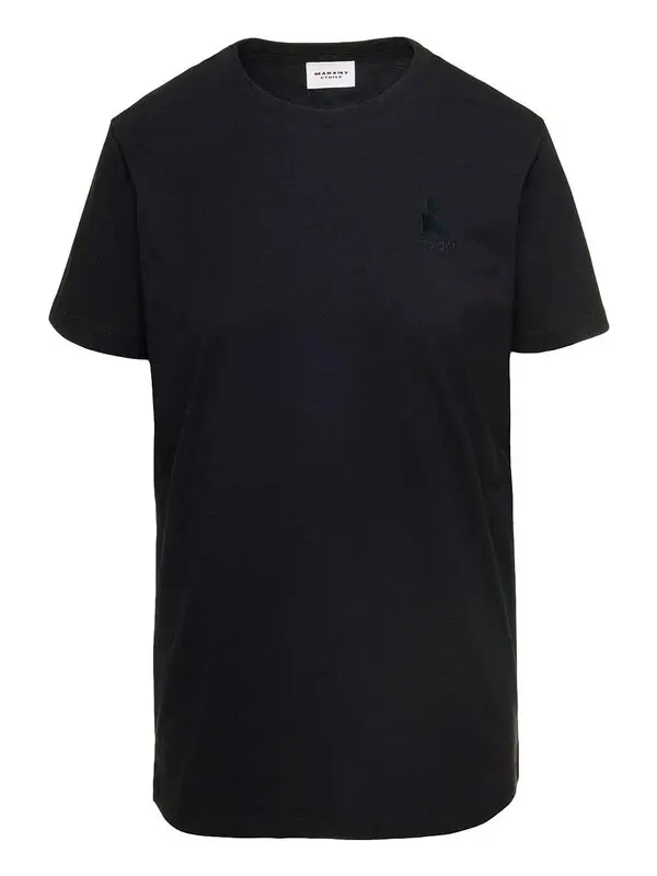 Isabel Marant Étoile Cotton Jersey Embroidered T-shirt - Black