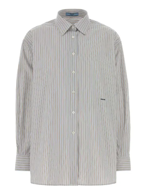 Prada Embroidered Poplin Oversize Shirt - Multicolor