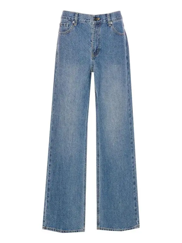 SELF-PORTRAIT Rhinestone Straight-leg Jeans - Blue