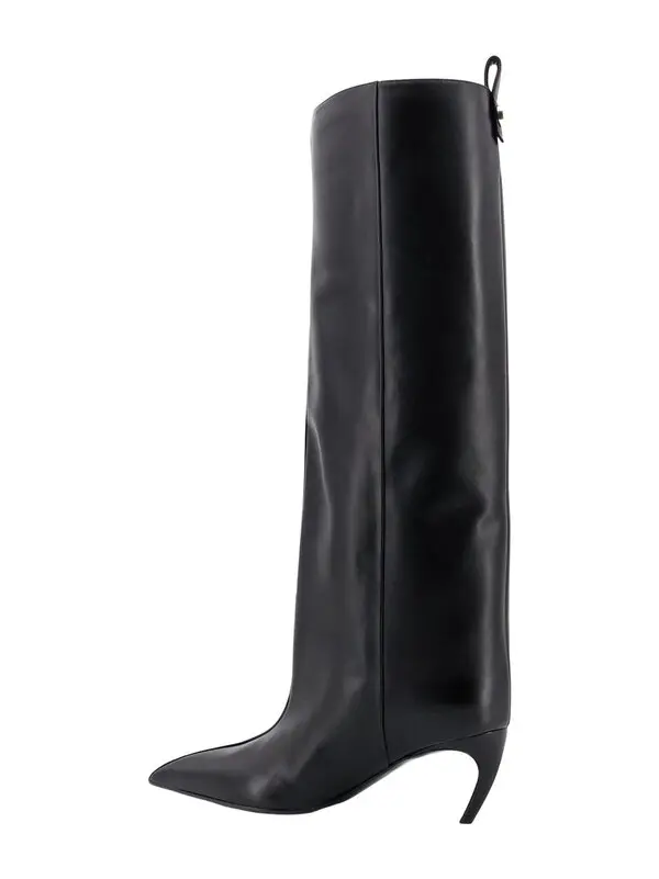 Attico Lea Leather Boots - Black