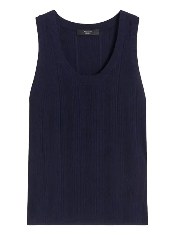 Max Mara Ribbed Scoop Neck Pullover - Blue
