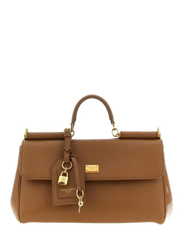 Dolce & Gabbana My Sicily Plongé Calf Leather Handbag - Brown