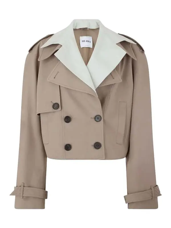 Attico Short Gabardine Trench Coat - Gray